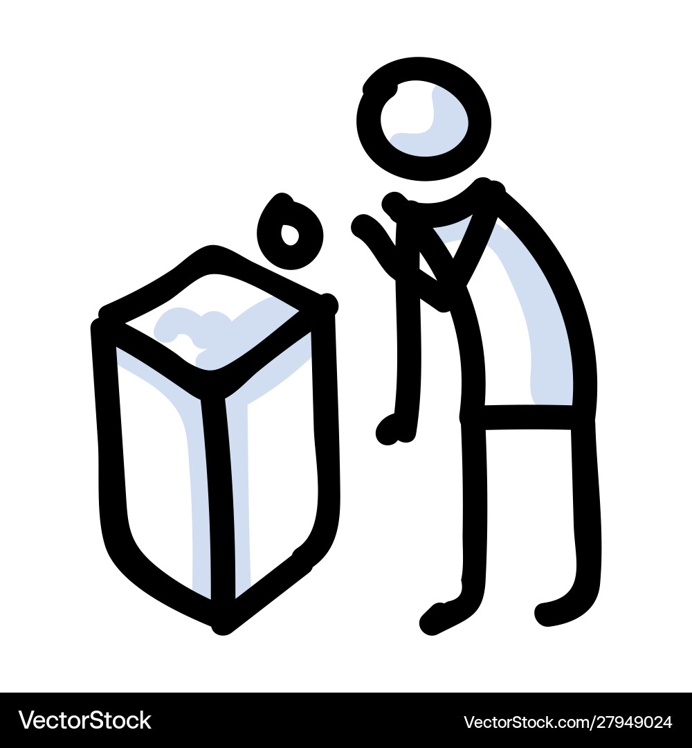 Hand drawn stickman with trash can concept Vector Image