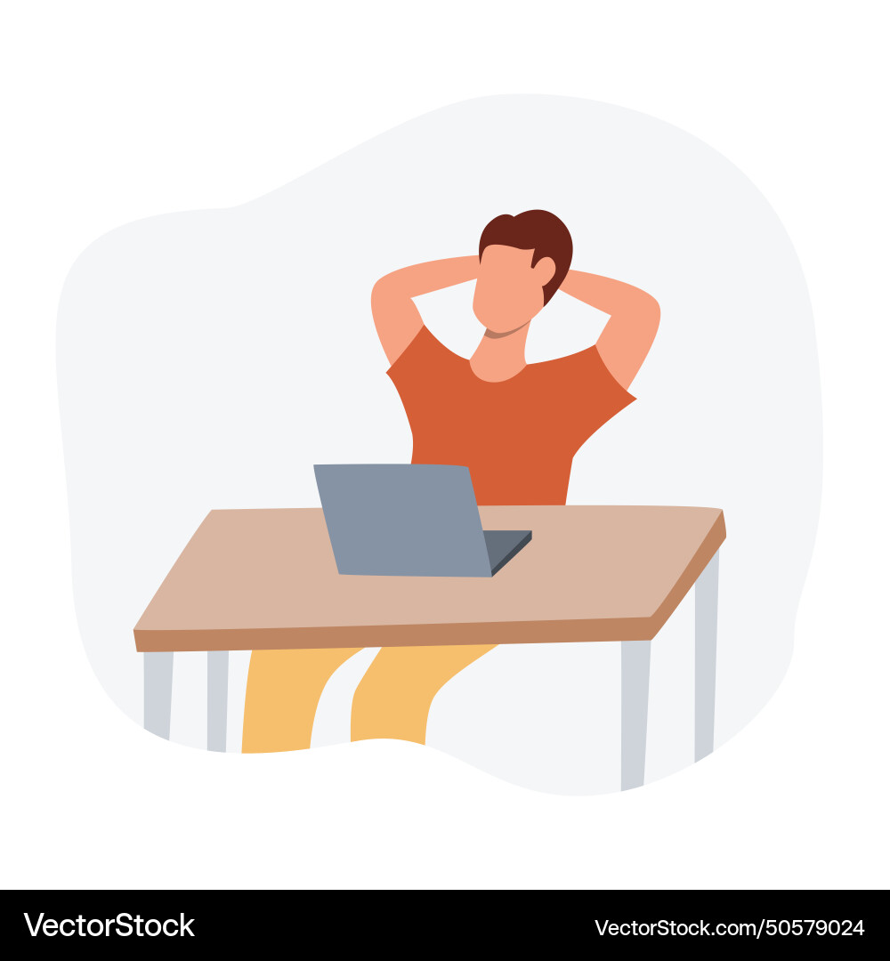 Man working in comfortable conditions at laptop Vector Image