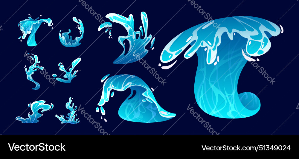 Ocean water wave splash sea surf cartoon Vector Image