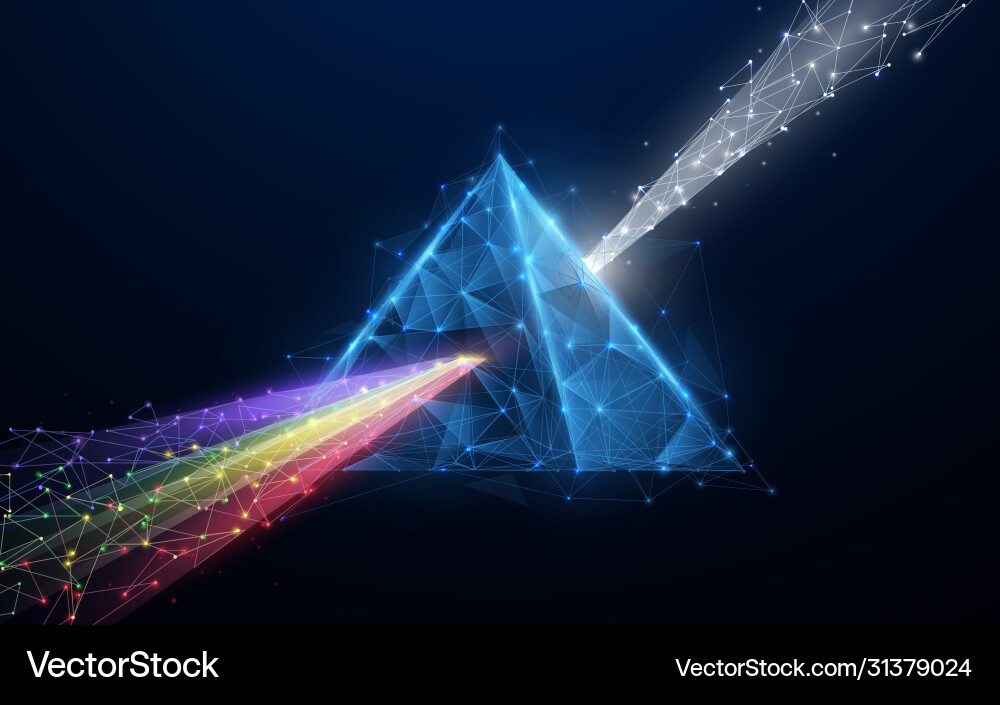 Prism light spectrum 3d triangle shape Royalty Free Vector