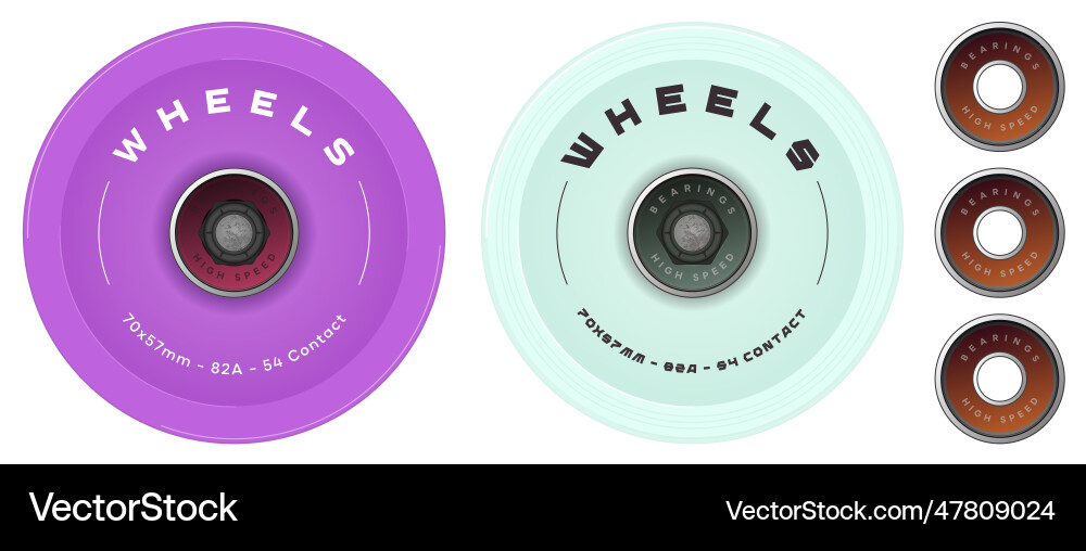 Set of skate wheels design longboard Royalty Free Vector