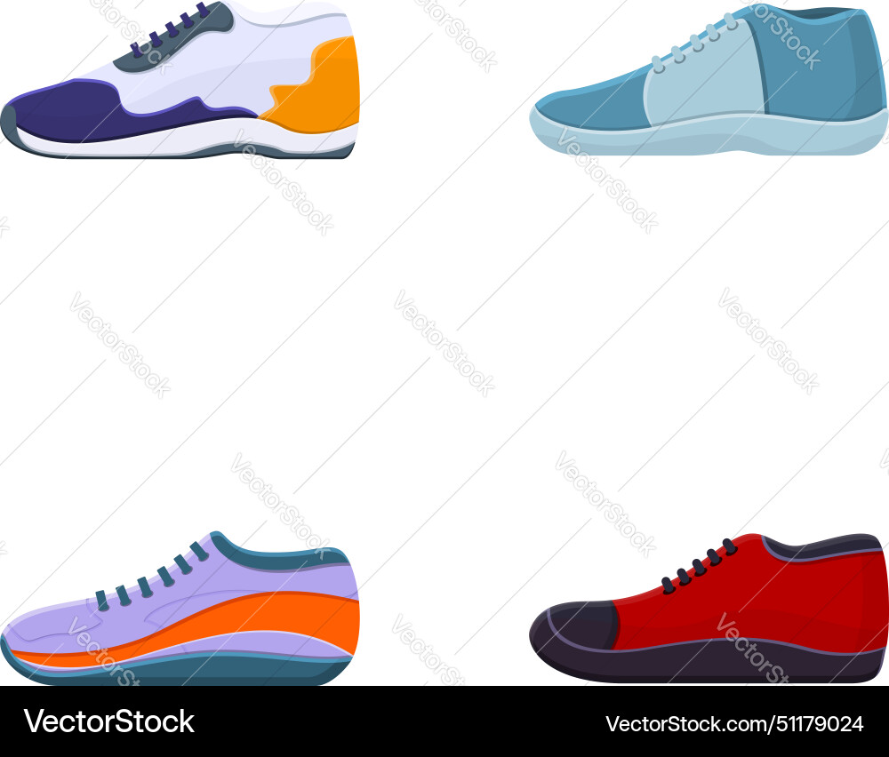 Sneaker icons set cartoon comfortable shoe Vector Image