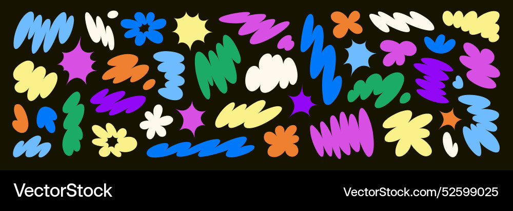 Abstract squiggle shapes set creative color Vector Image