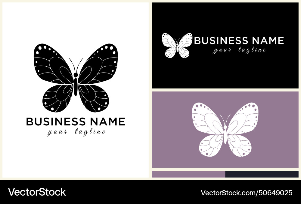 Butterfly line logo template Royalty Free Vector Image