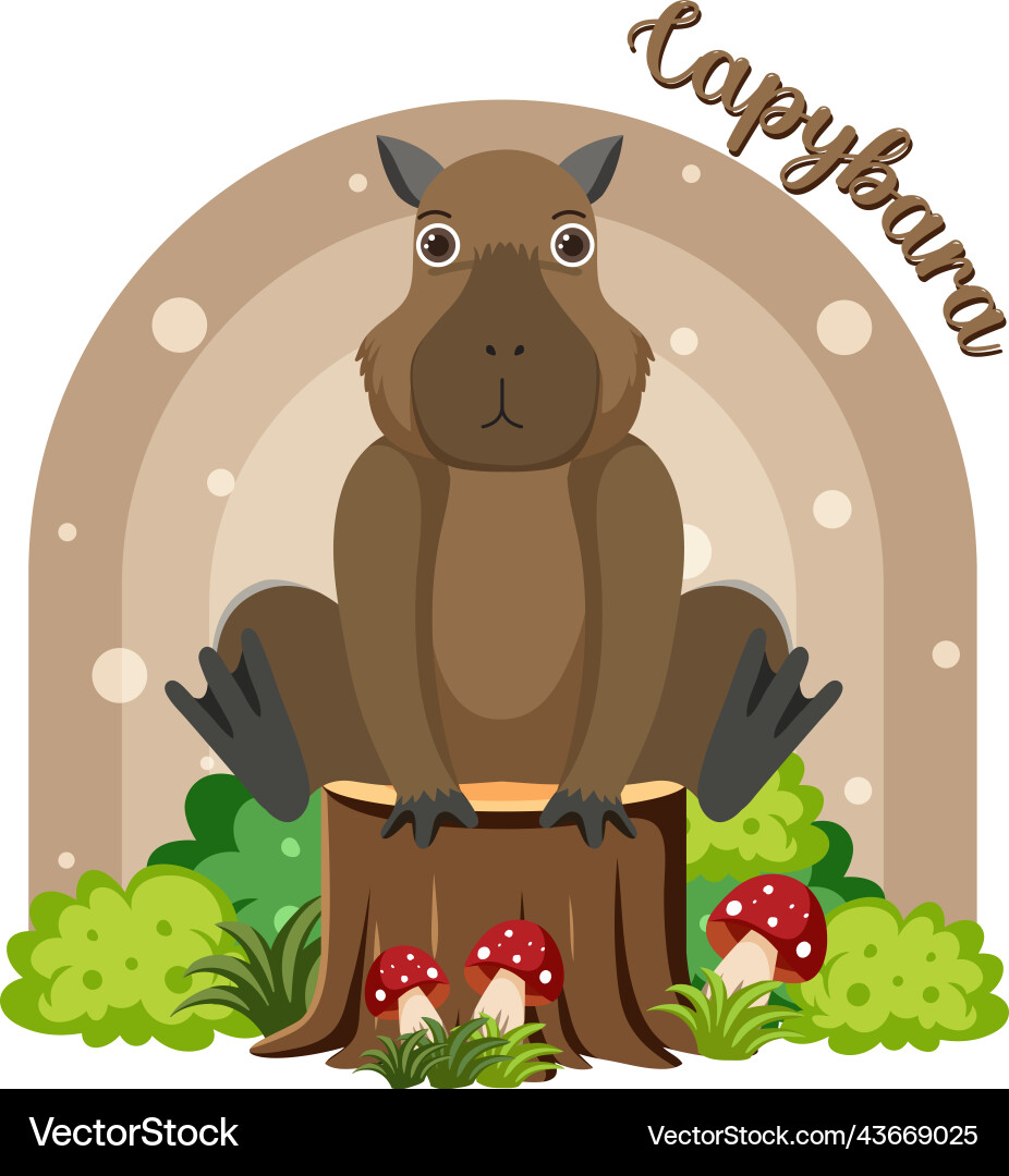 Cute capybara in cartoon flat style Royalty Free Vector