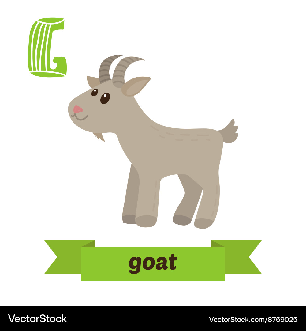 Cute Goat Alphabet Letter G Royalty Free Vector Image