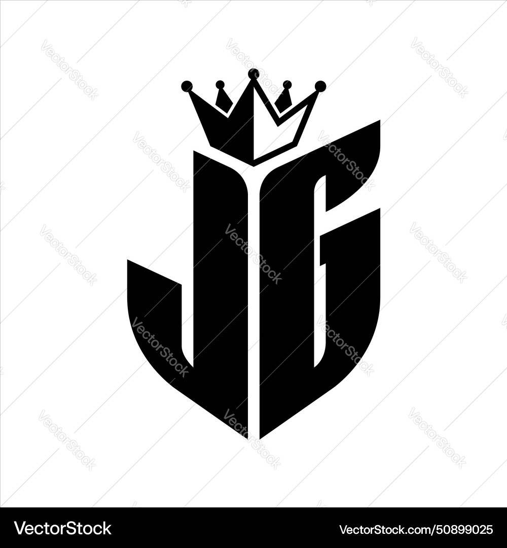Jg letter monogram with shield shape crown Vector Image