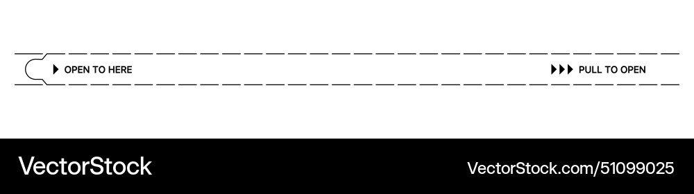 Open to here perforated pull tabs Royalty Free Vector Image