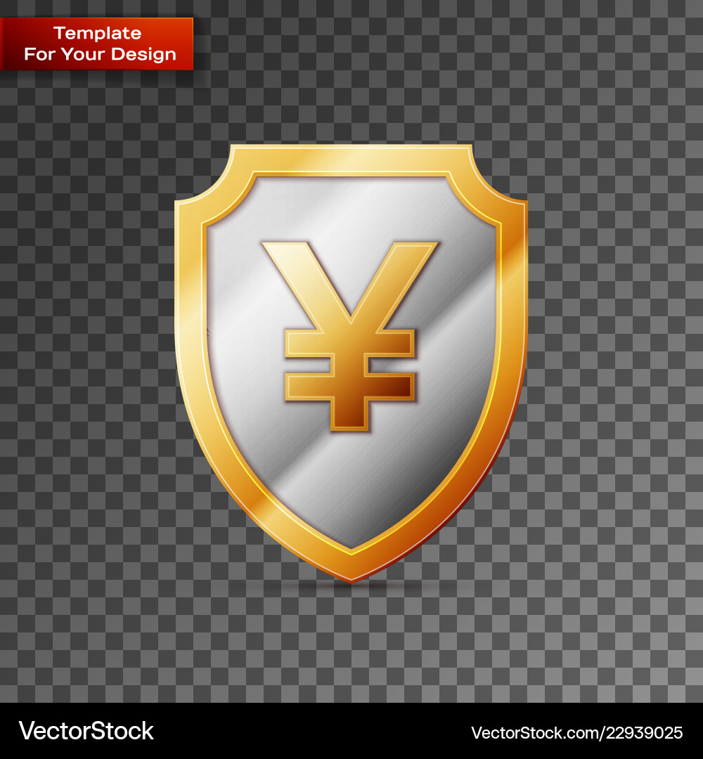 Shield with jpy sign on transparent background Vector Image