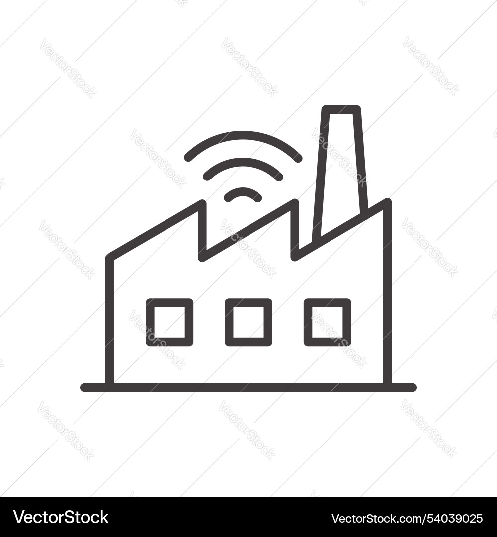 Smart factory stroke icon in black Royalty Free Vector Image