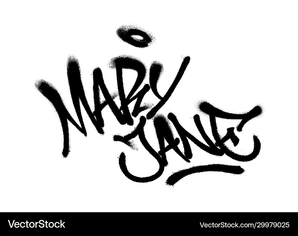 Sprayed mary jane font graffiti with overspray Vector Image
