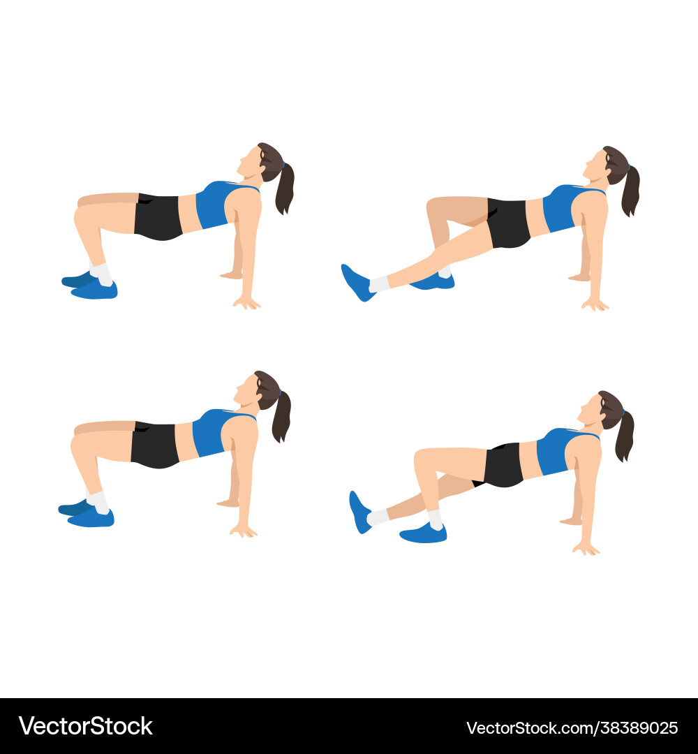 Woman doing marching glute bridge exercise Vector Image