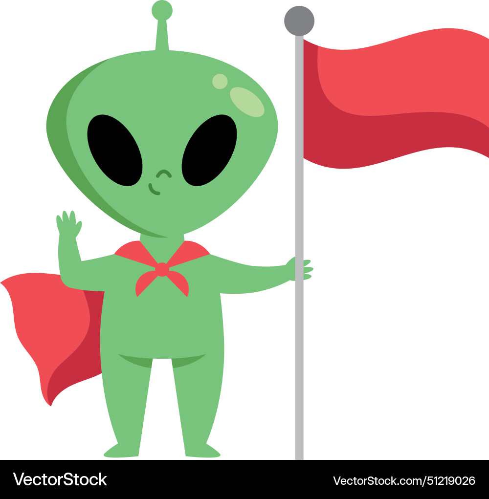 Alien holding flag Royalty Free Vector Image - VectorStock