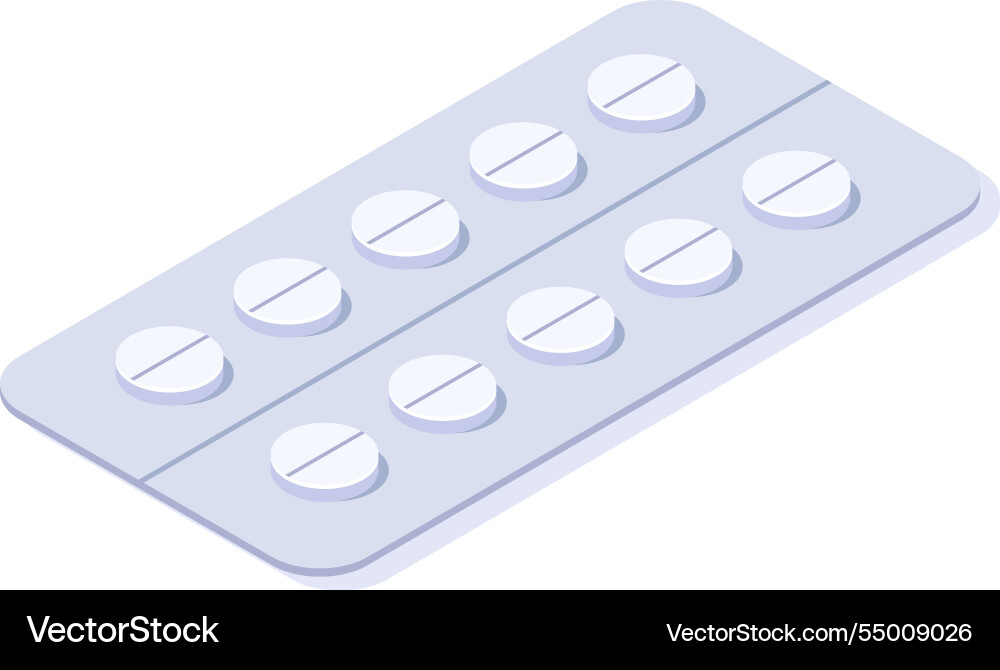 Blister pack containing round white pills Vector Image