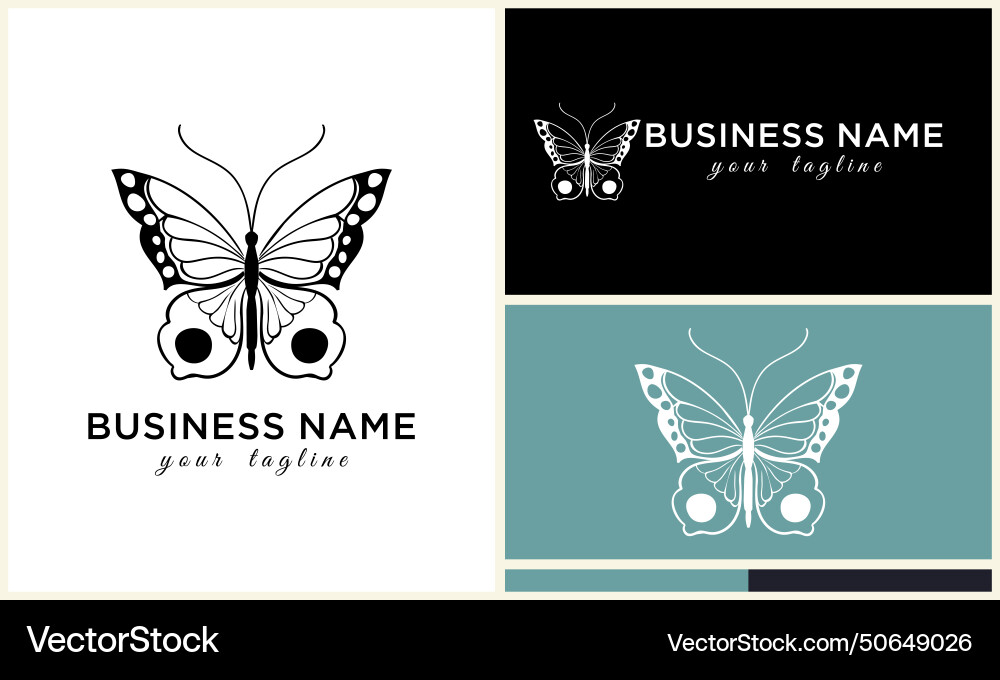 Butterfly line logo template Royalty Free Vector Image