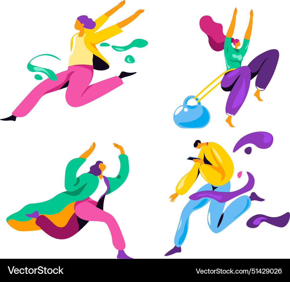 Colorful people in motion Royalty Free Vector Image