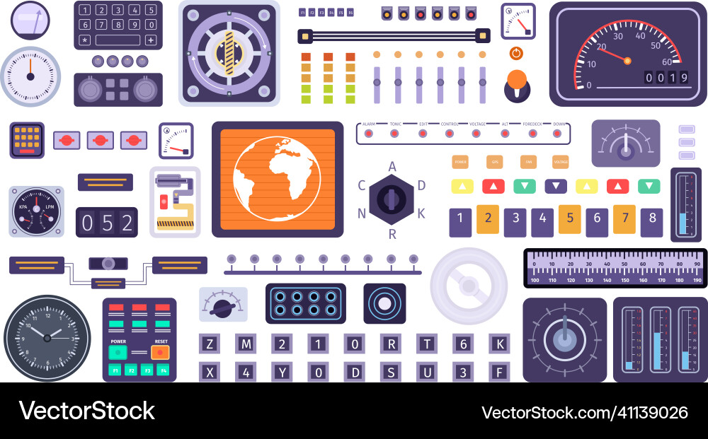 Control panel elements spaceship switches Vector Image