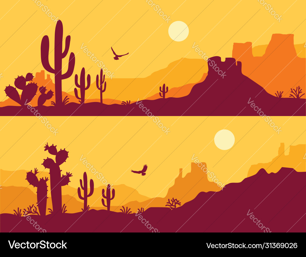 Desert landscape with cactuses arizona Royalty Free Vector