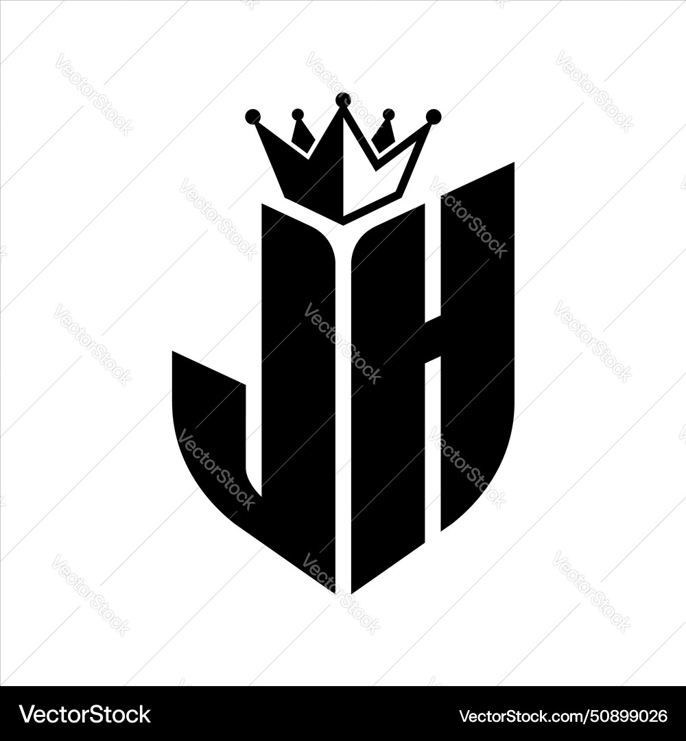 Jh letter monogram with shield shape crown Vector Image