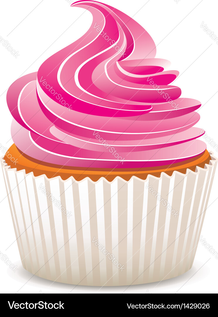 Pink cupcake Royalty Free Vector Image - VectorStock