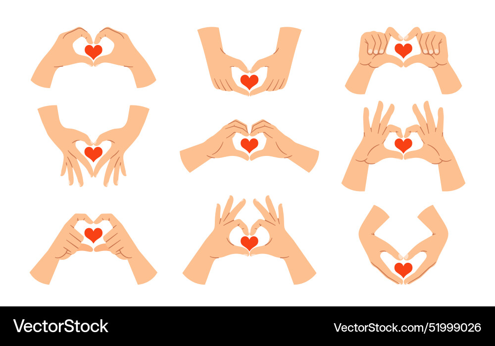 Various hand gestures forming heart shapes Vector Image