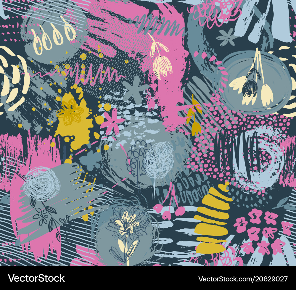 Abstract Floral Ink Pattern Royalty Free Vector Image