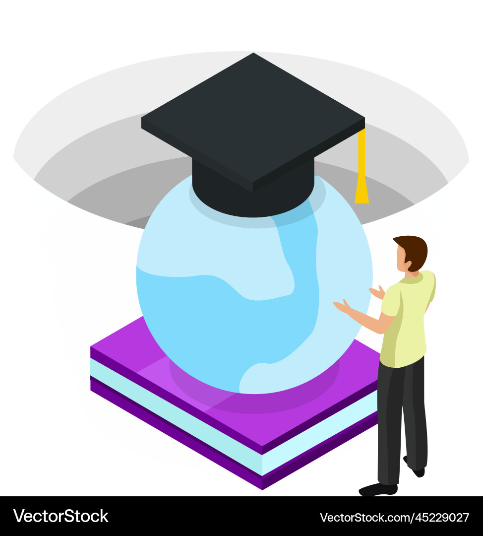 Academic world education composition Royalty Free Vector