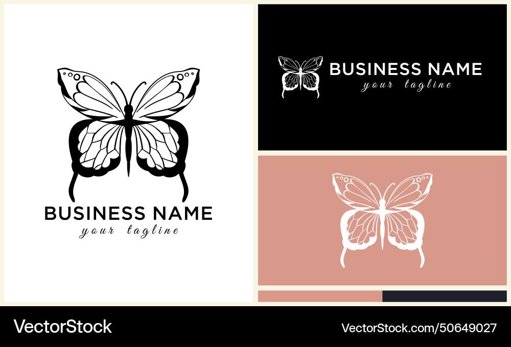 Butterfly line logo template Royalty Free Vector Image