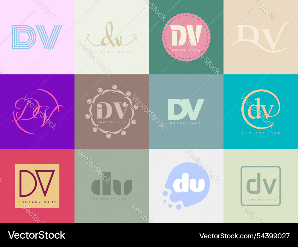 Dv logo company template letter d and v logotype Vector Image