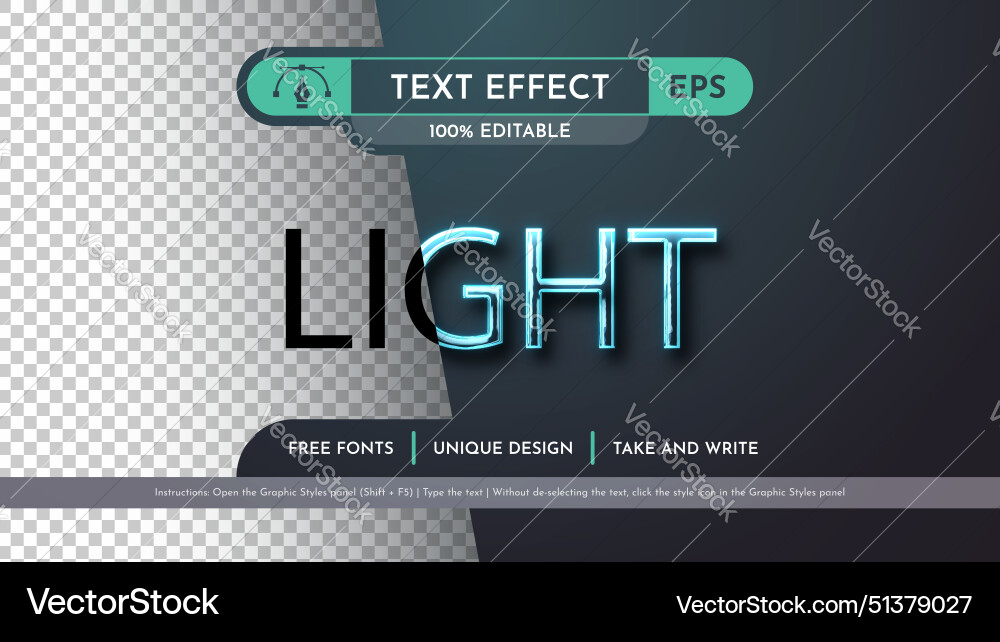 Glow glass editable text effect graphic style Vector Image