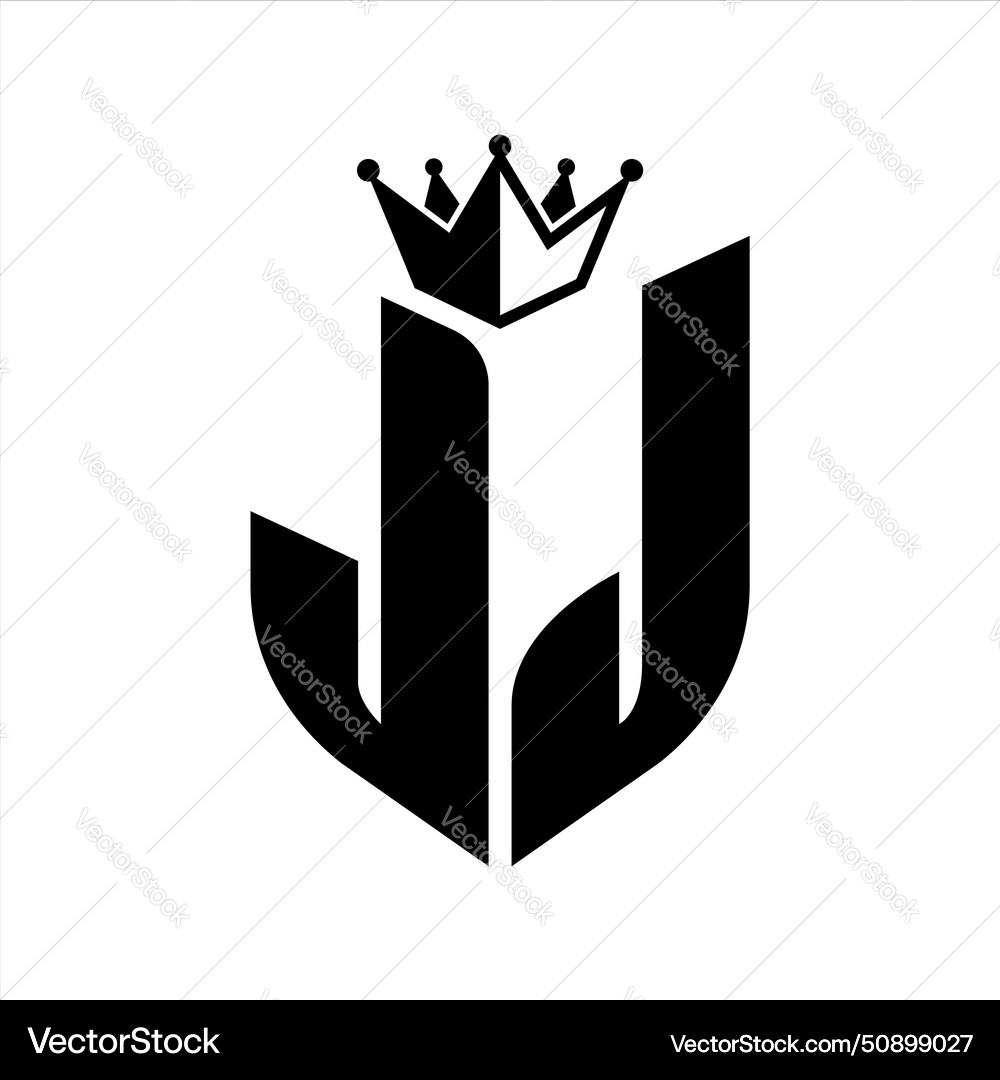 Jj letter monogram with shield shape crown Vector Image