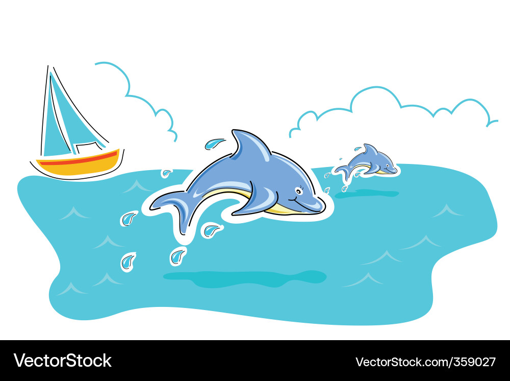 Jumping dolphin Royalty Free Vector Image - VectorStock
