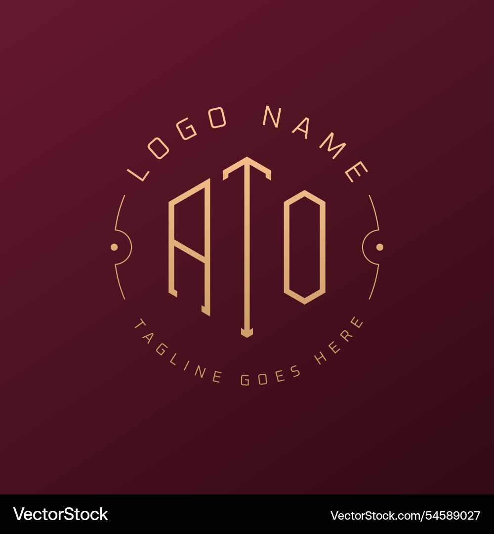 Luxury ato logo design elegant letter Royalty Free Vector