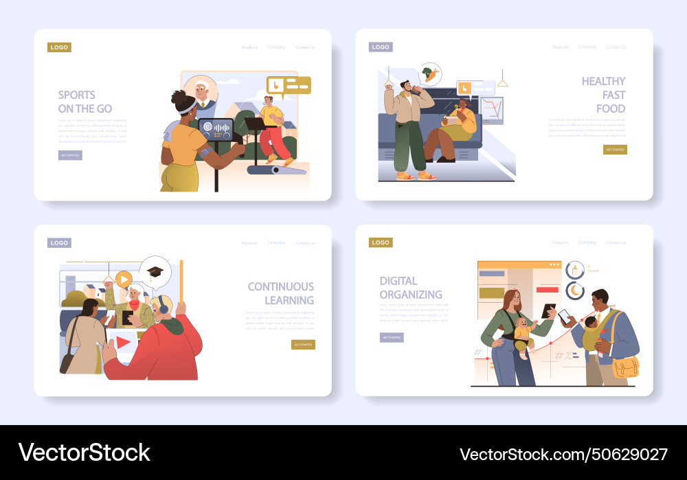 On the go lifestyle set Royalty Free Vector Image