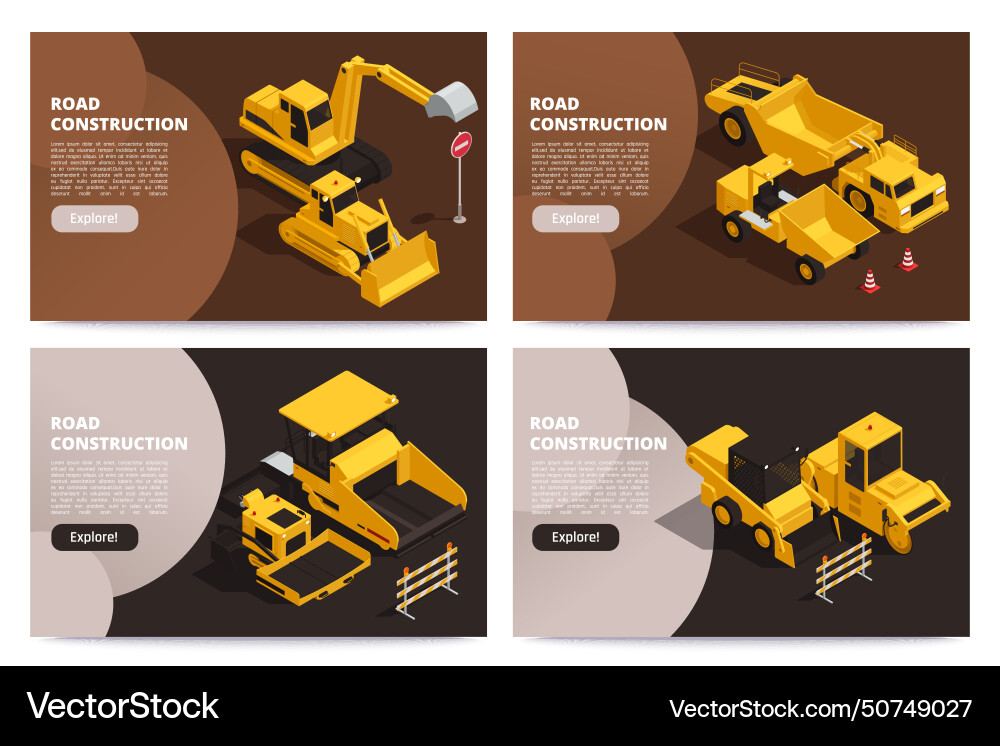Road construction horizontal banners Royalty Free Vector
