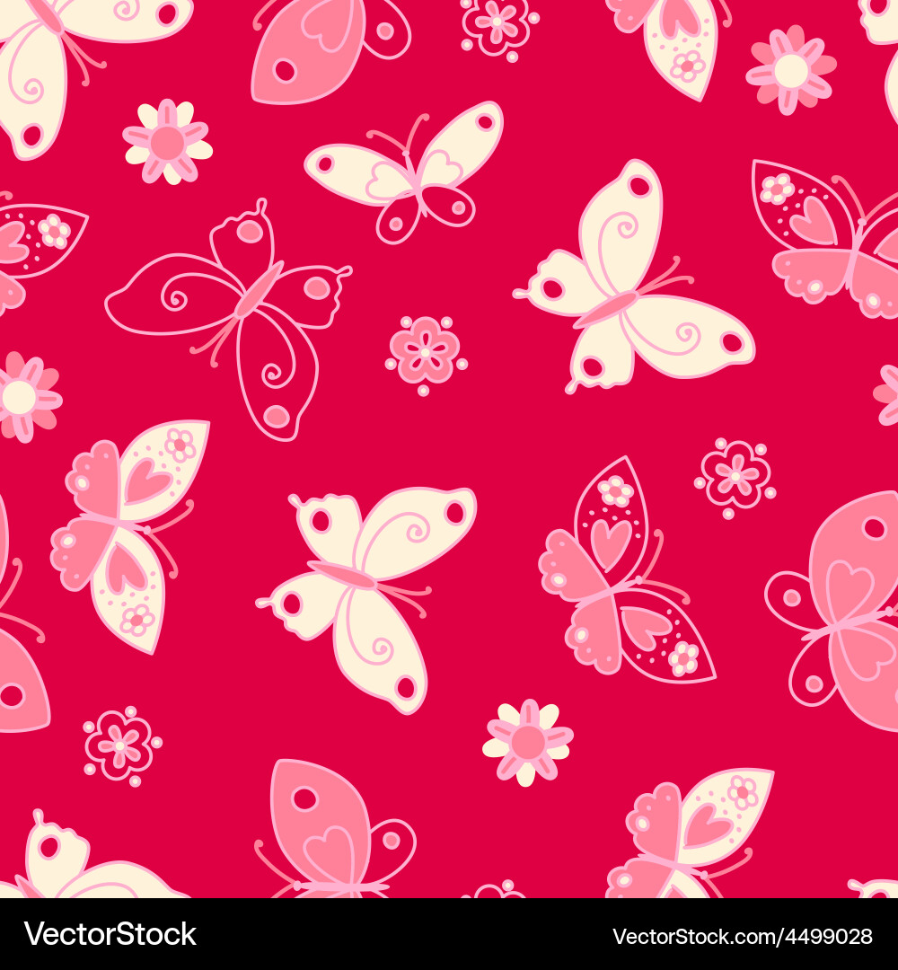 Butterfly and flowers seamless pattern Royalty Free Vector