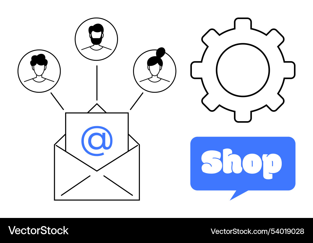 Email communication and online shop support Vector Image