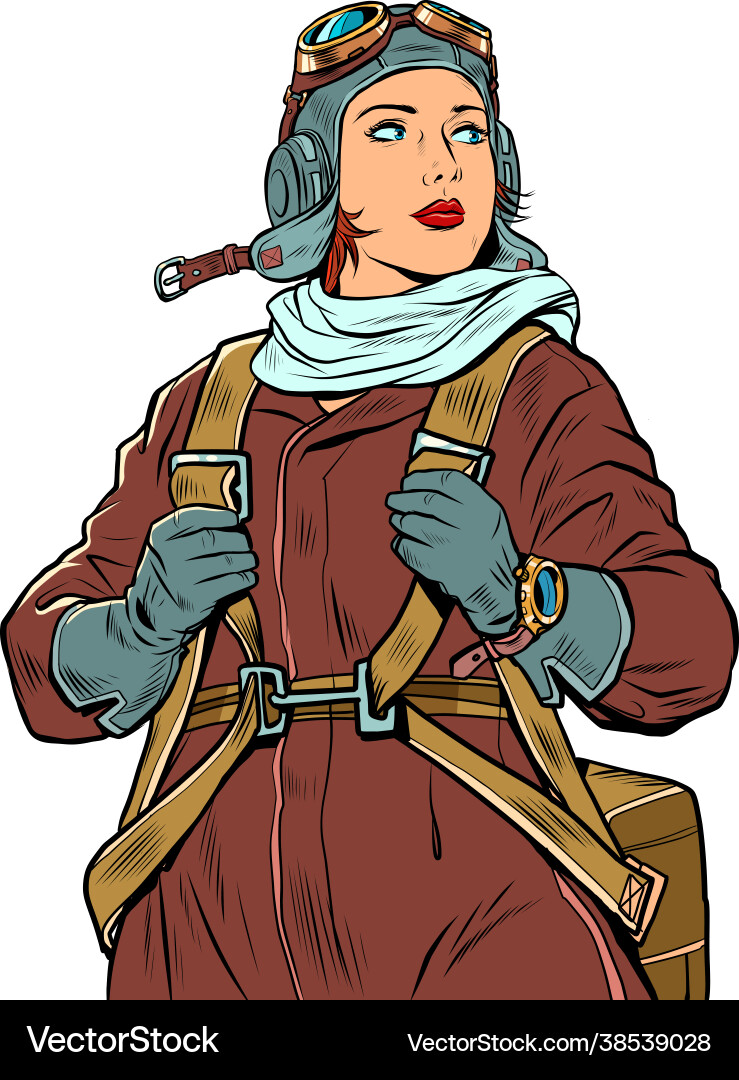Female retro pilot professional military Vector Image