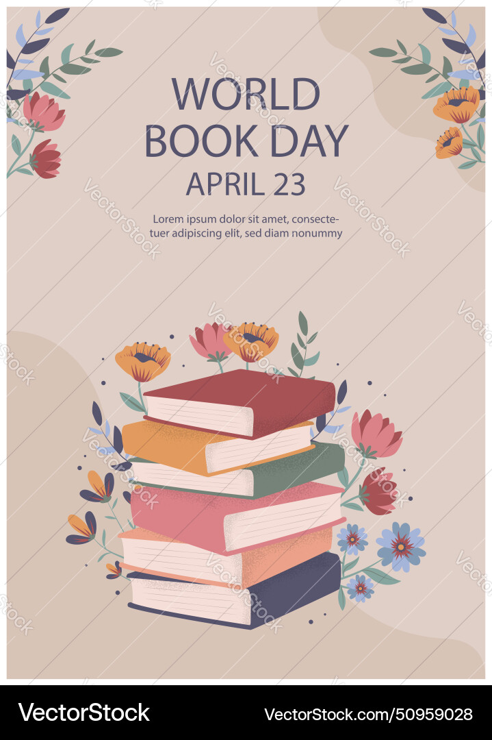Hand drawn world book day vertical poster template