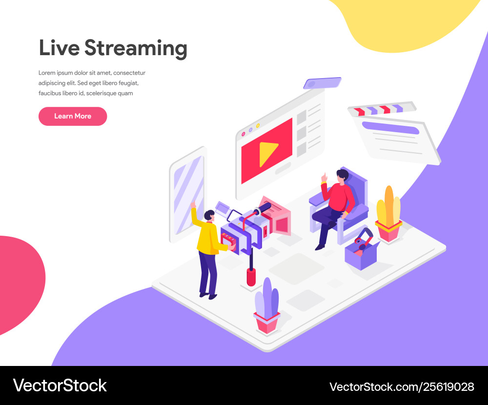 Live Streaming Isometric Template Royalty Free Vector Image