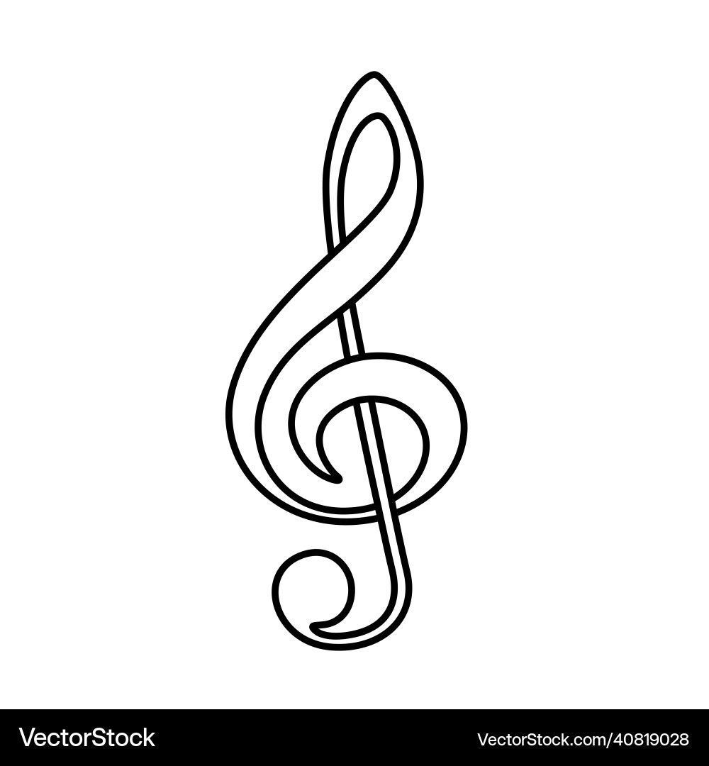 Outline Musiknotiz Symbol treble clef isoliert Vektorbild