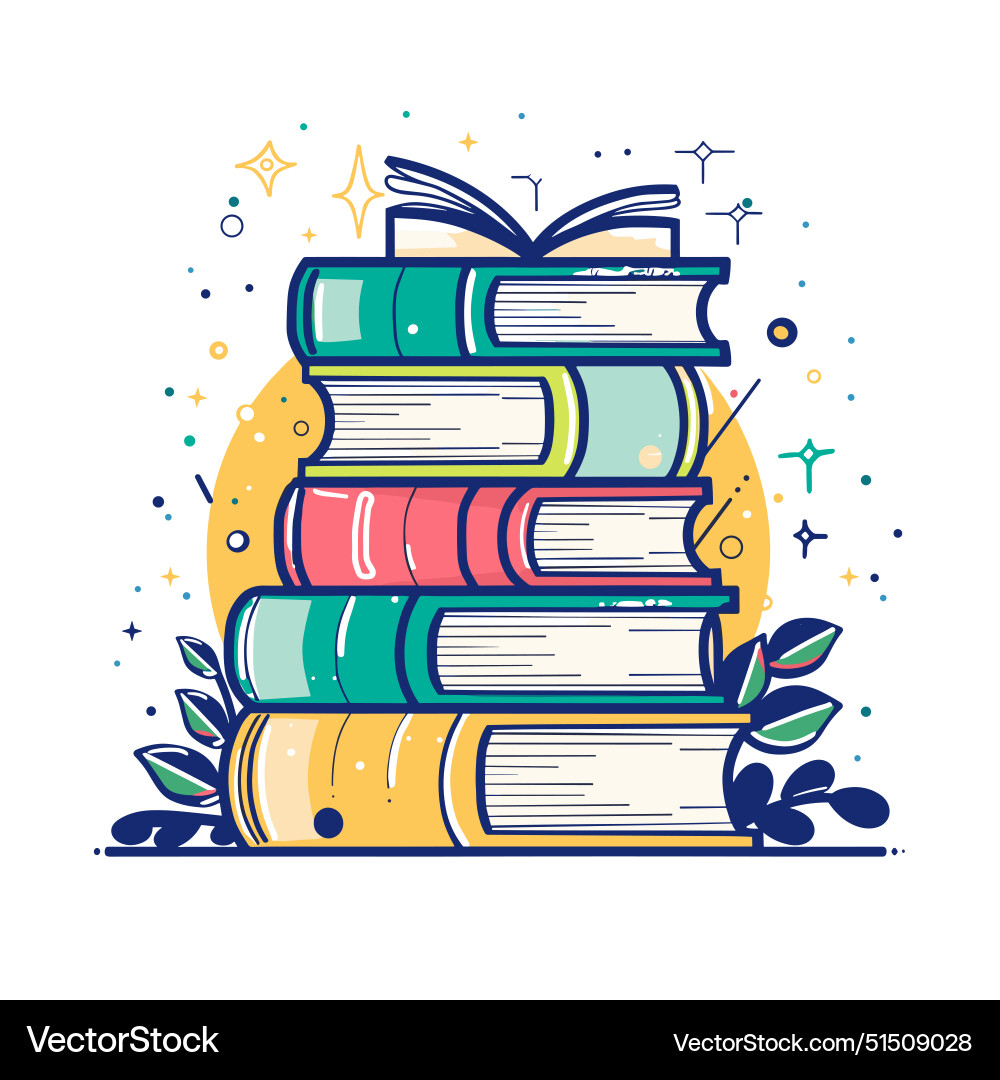 Stacked colorful books Royalty Free Vector Image