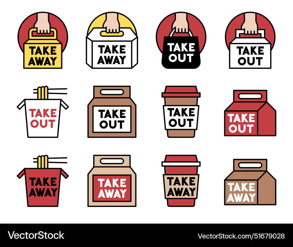 Takeout and takeaway icons set 2 Royalty Free Vector Image