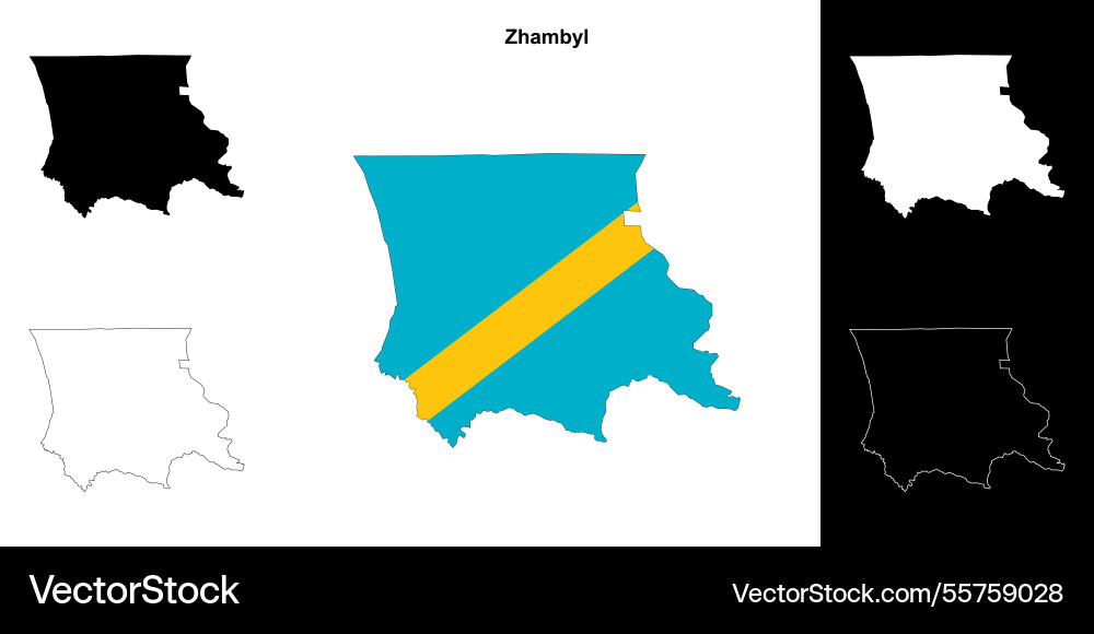 Zhambyl outline map Royalty Free Vector Image - VectorStock