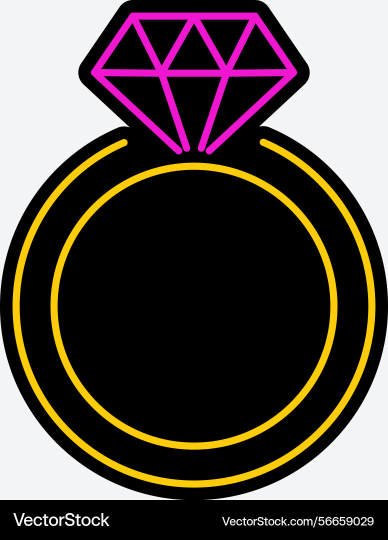Diamond ring neon sign outline template Royalty Free Vector