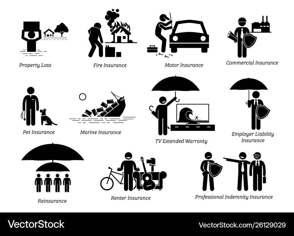 General insurance protection stick figures Vector Image