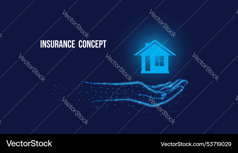 House on polygonal hand insurance concept Vector Image