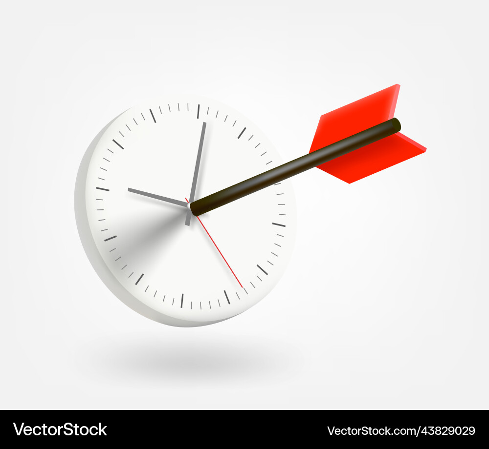 In time concept with arrow and clock 3d isolated Vector Image