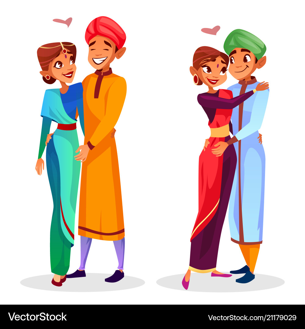 Indian Couple Hugging - Love & Togetherness Vector Image