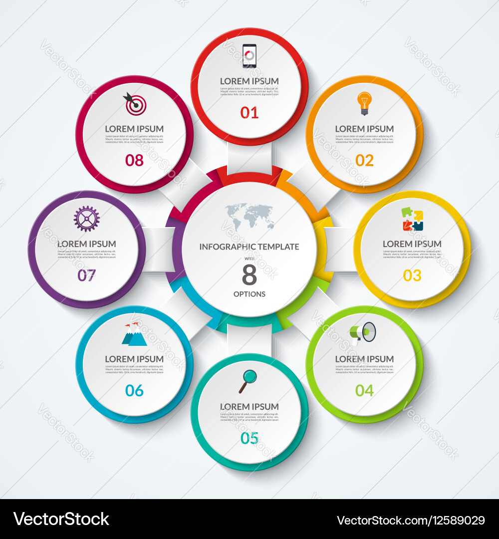 Infographic diagram with 8 options Royalty Free Vector Image